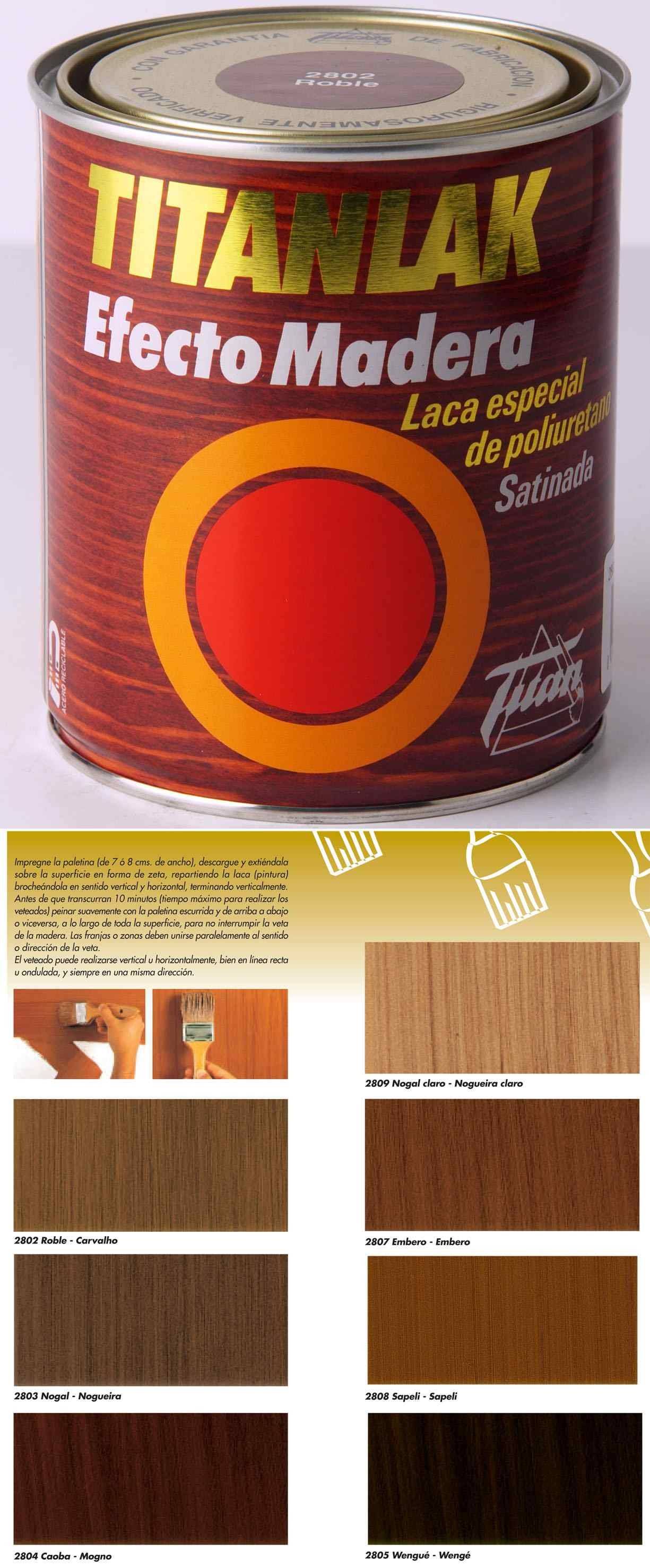 Laca especial de poliuretano Titanlak Efecto Madera Nogal Claro 375ml ...