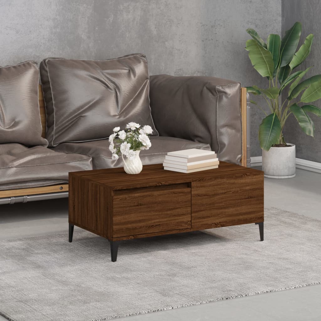 Maison Exclusive - Table basse Chêne marron 90x50x36,5 cm Bois d'ingénierie | Leroy Merlin