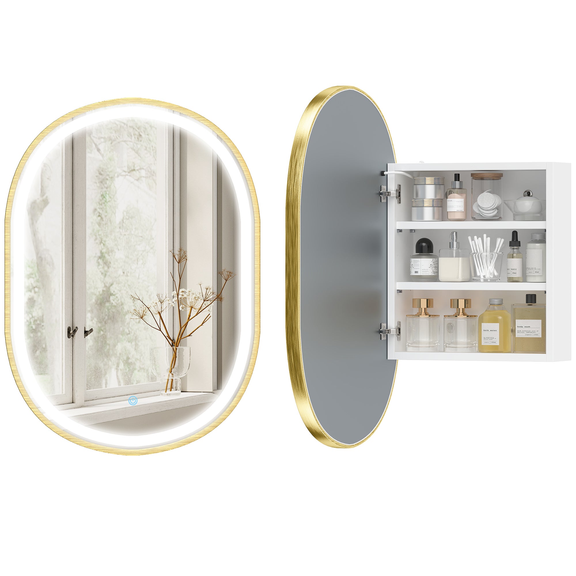 Meuble de salle de bain avec miroir et éclairage LED tricolore, meuble ...