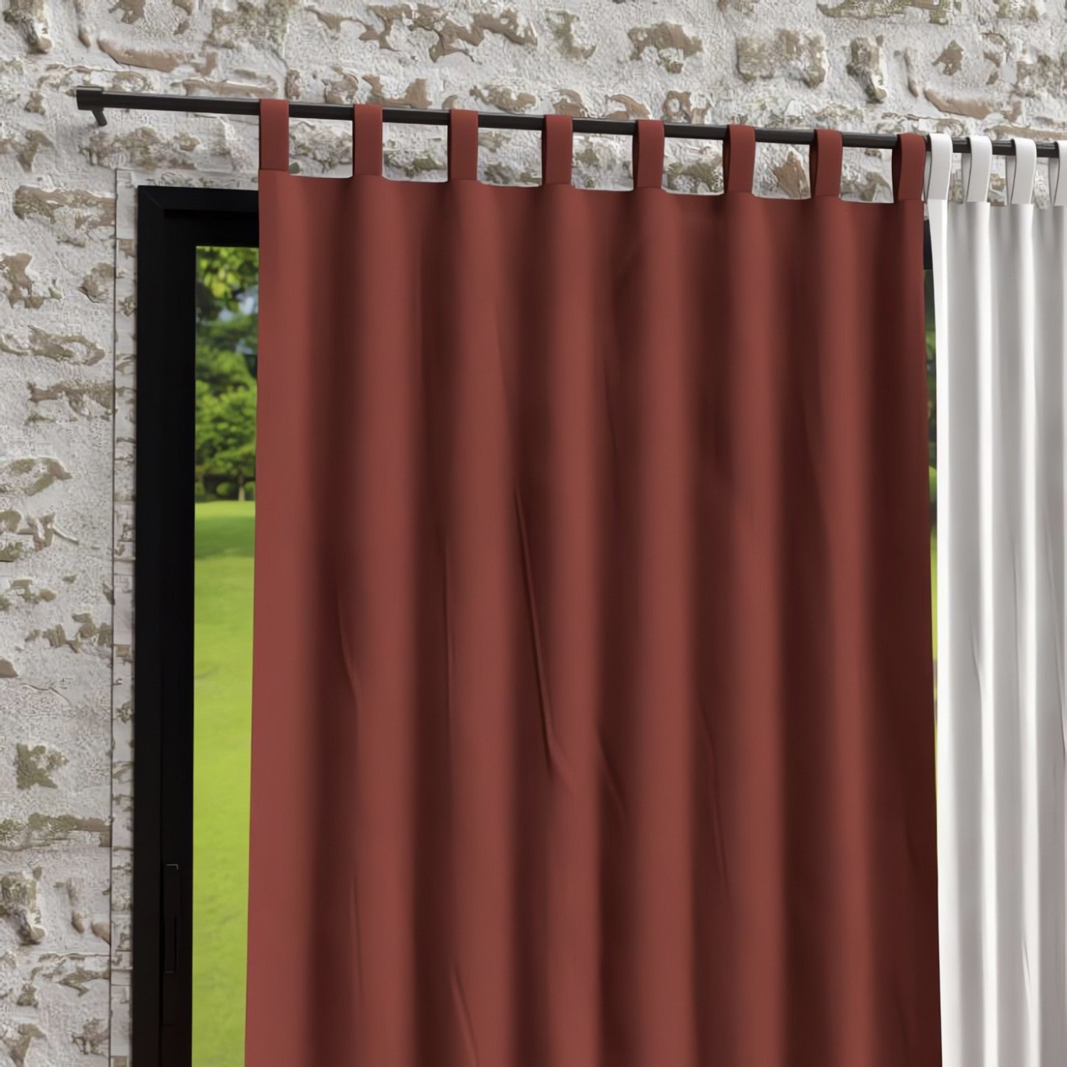 Rideau à pattes en microfibre lavée 135x250 BOHEME brique, par Soleil d ...