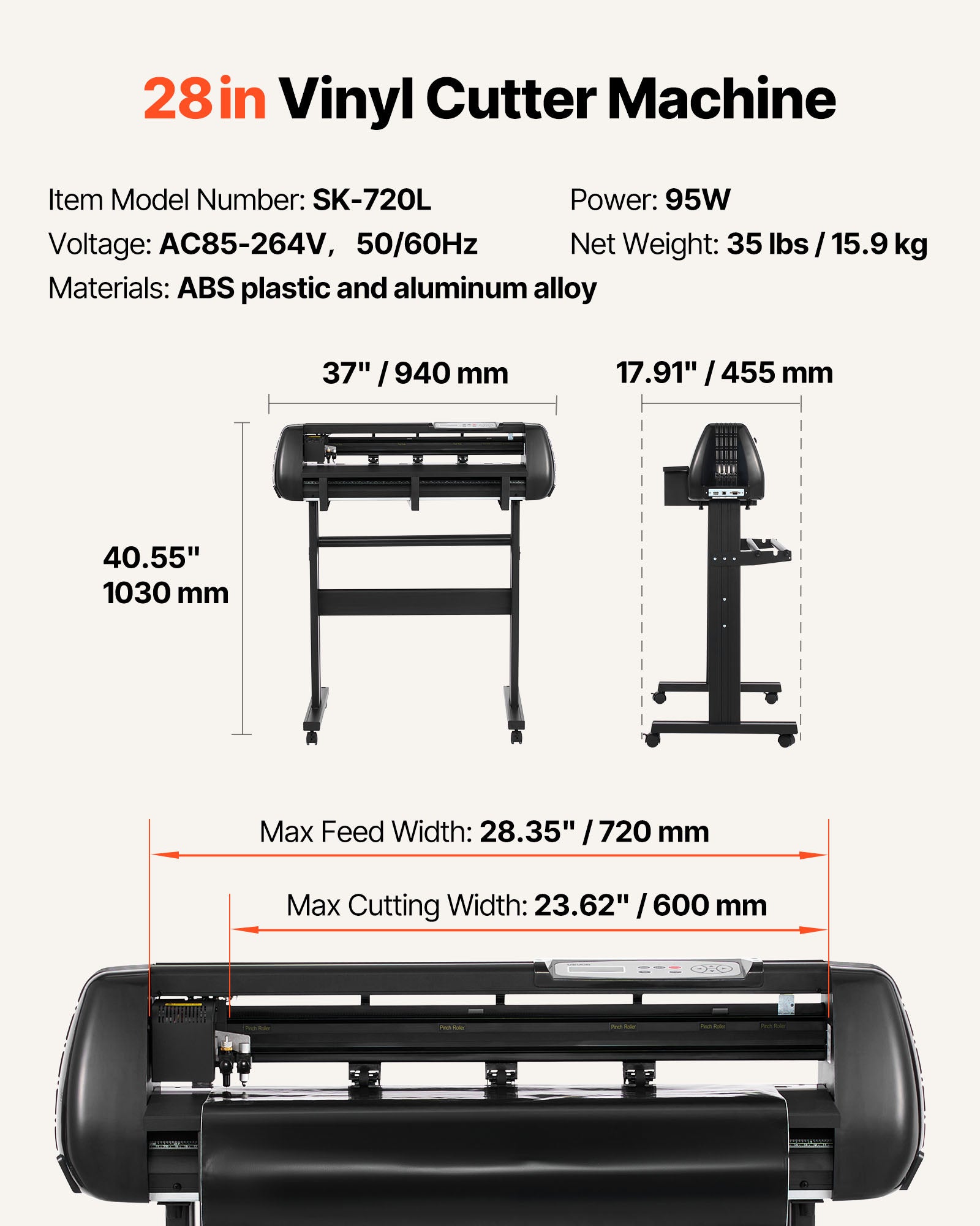 Plotter de corte vinilo VEVOR, aluminio, ancho 720 mm, doble cuchilla ...