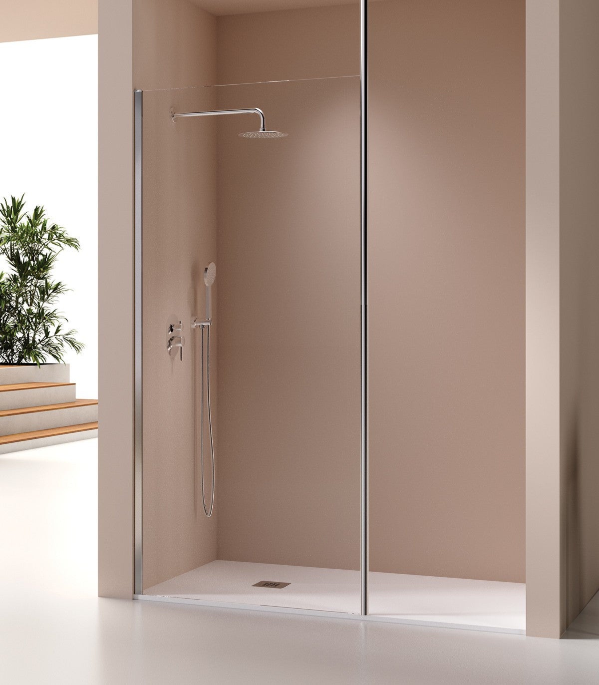 Paroi de Douche Fixe Mod. Fresh Levante Argent Brillant - 120cm Fl633 ...