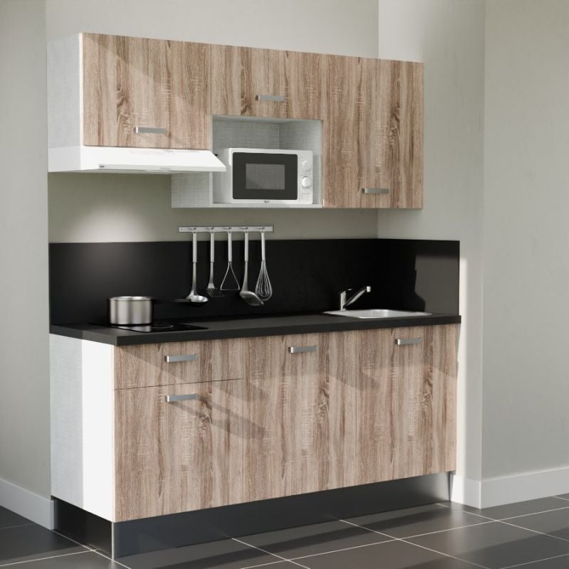 Kitchenette K30L-PT - 180 cm - plan stratifié, évier inox, - Façade ...