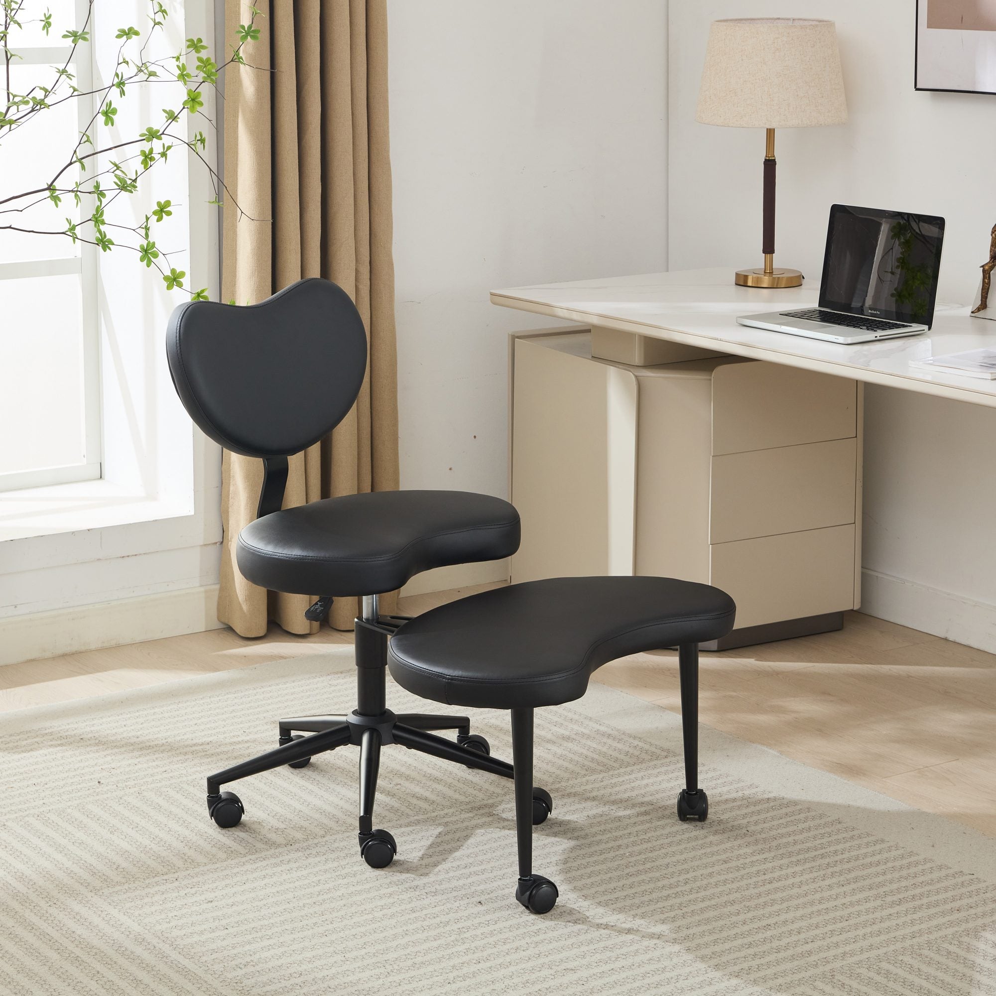 Silla de oficina ergonómica giratoria, negro, pu leather, giro 360 ...