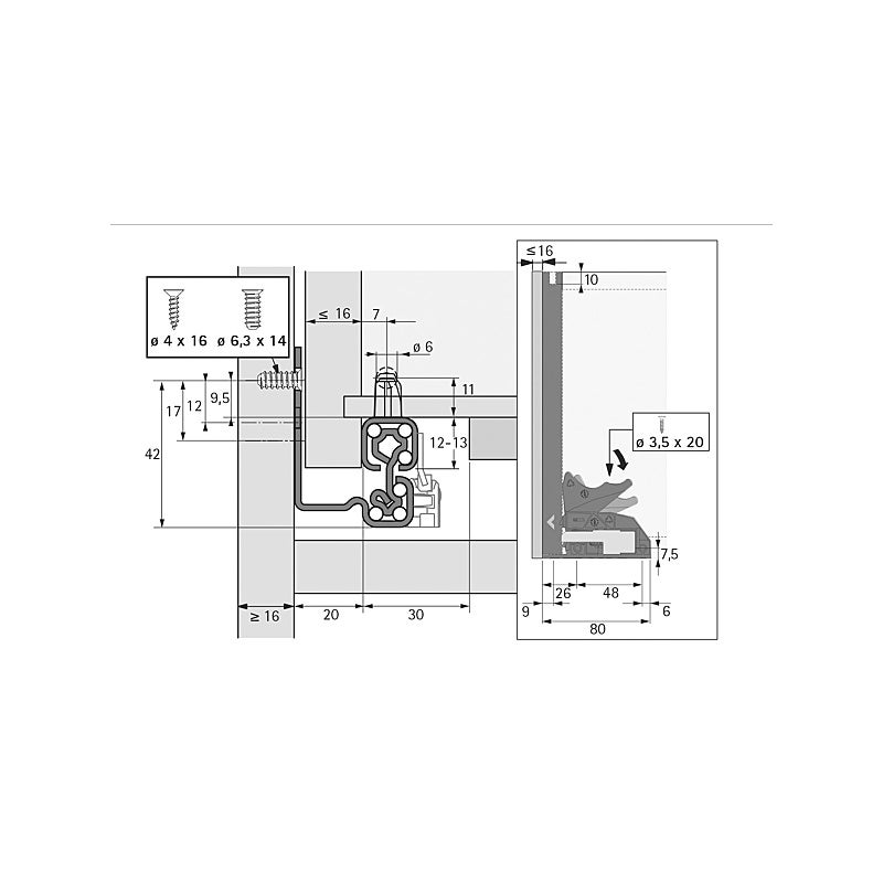 Quadro V6 Push to Open sortie totale charge 30 kg Quadro V6 | Leroy Merlin