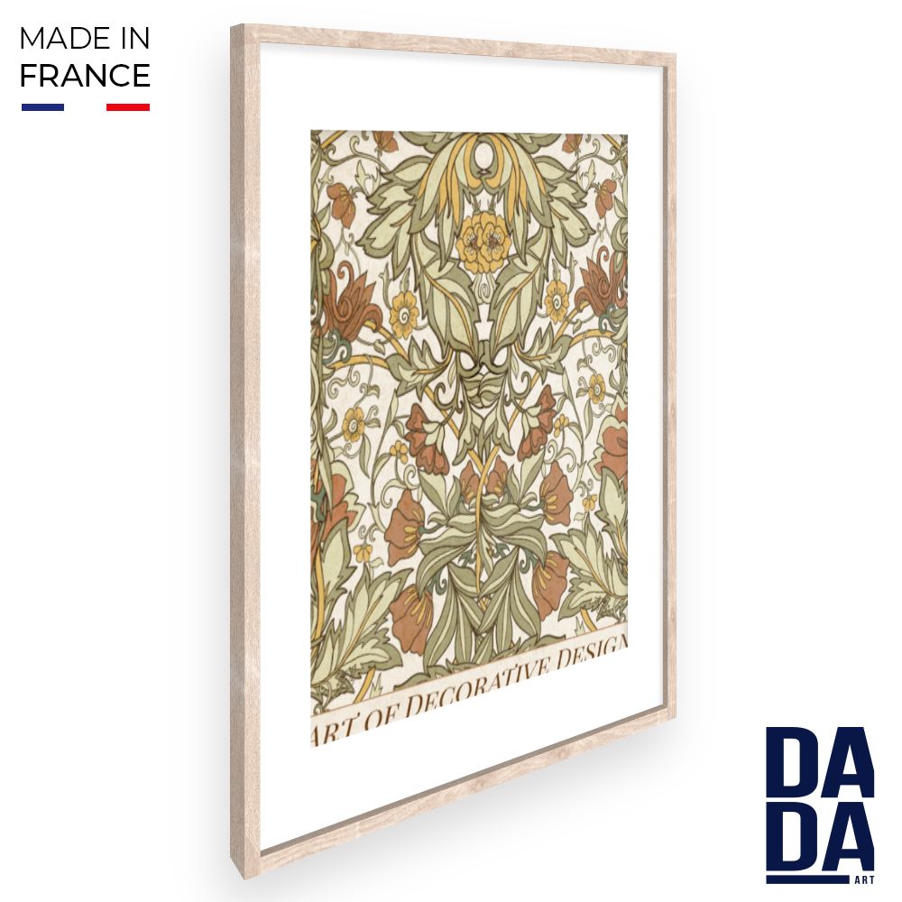 Image encadrée avec cadre CHÊNE / 50x70cm / Motifs floraux élégants ...
