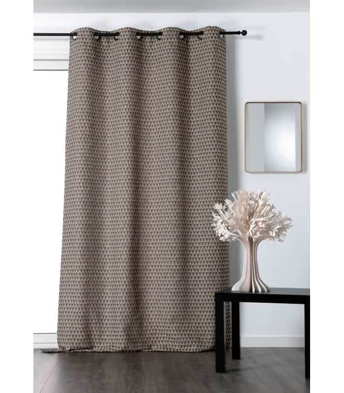 Rideau tendance motif petit triangle - 140x260cm - Gris anthracite ...