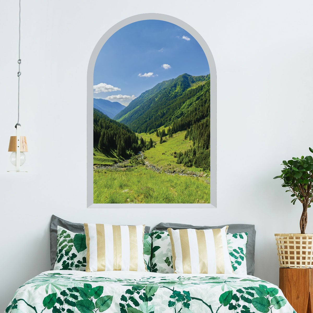 Papel pintado prepegado arco paisaje de montaña tranquilo - adhesivo ...
