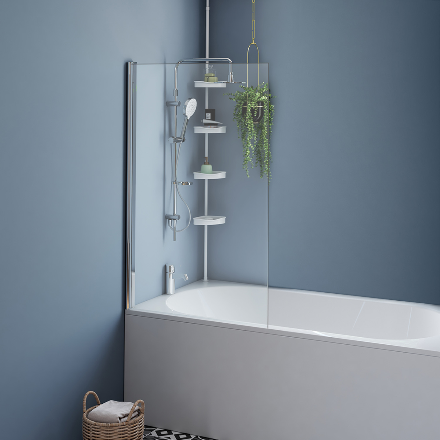Pare baignoire 1 volet 70x120 cm avec profilé en aluminium argenté ...