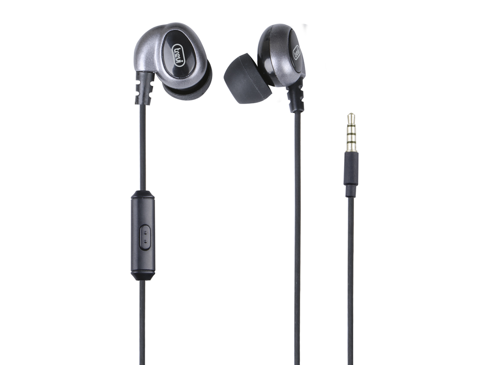 MINI STEREO HEADPHONE WITH MICROPHONE CABLE 1.2 M TREVI HMP 696 M BLACK ...