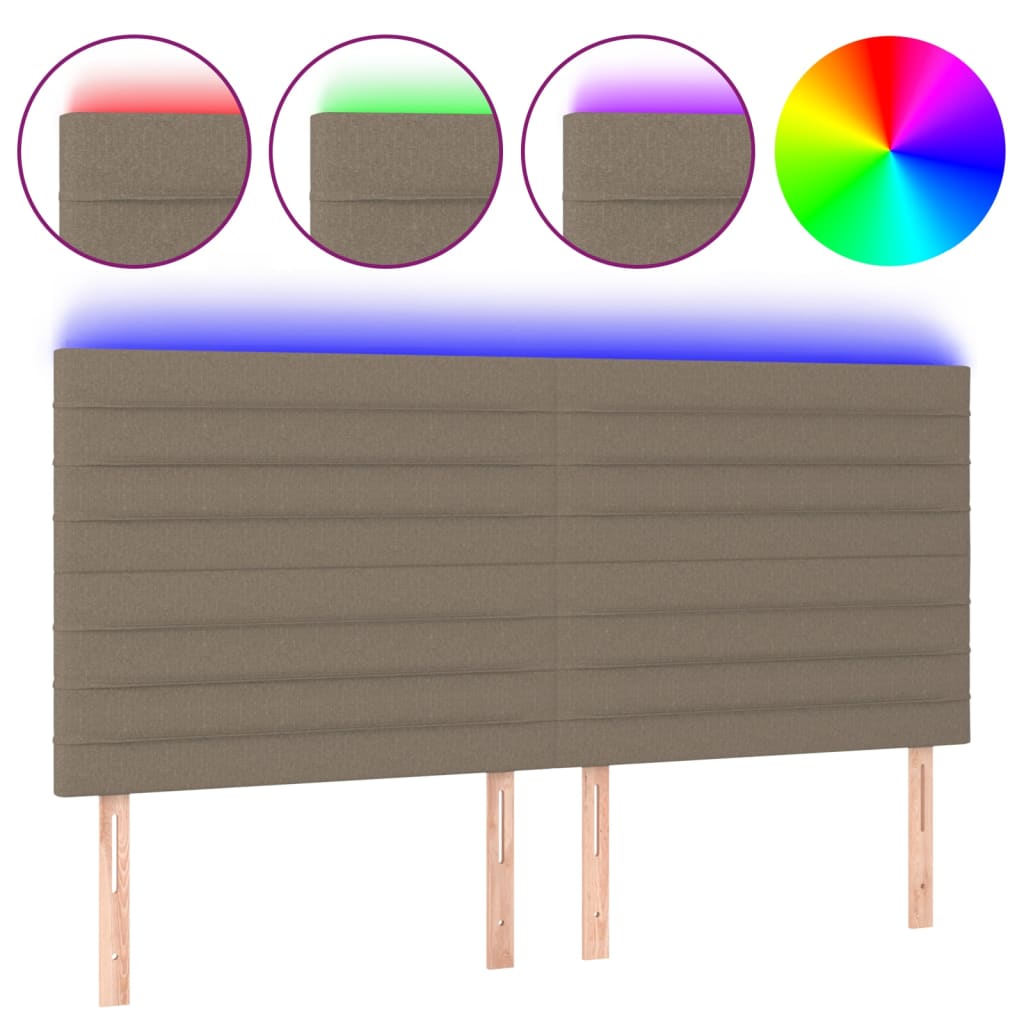 Cabecero cama - Mueble cabecero con luces LED tela gris taupe 160x5x118 ...