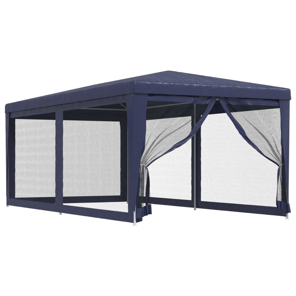Carpa para fiestas con 6 paredes de malla HDPE azul 3x6 m | Leroy Merlin