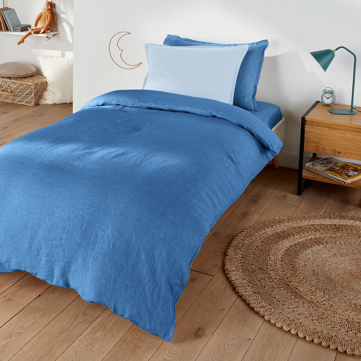 Housse de couette en lin lavé, Linot - Bleu de provence - 200 x 200 cm ...