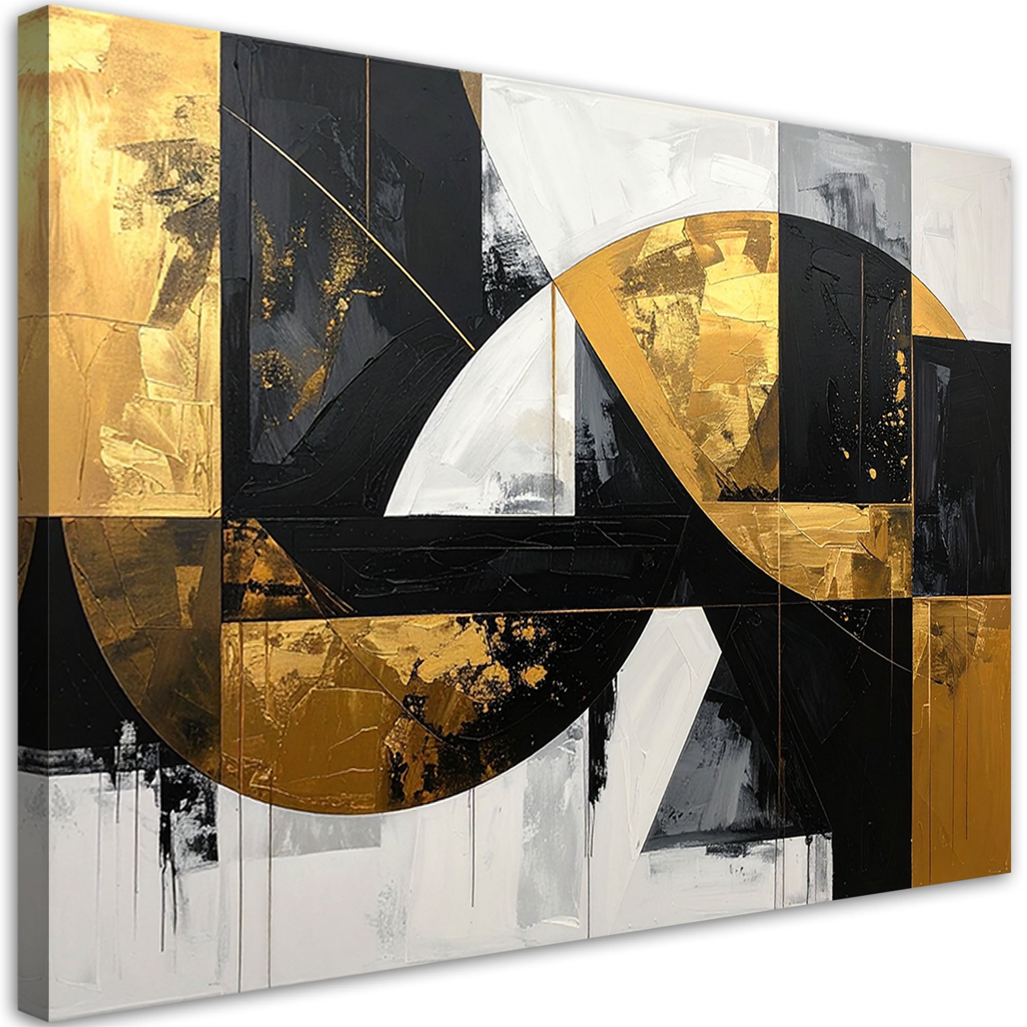 Tableau Moderne Abstraction formes noir doré 60x40 | Leroy Merlin