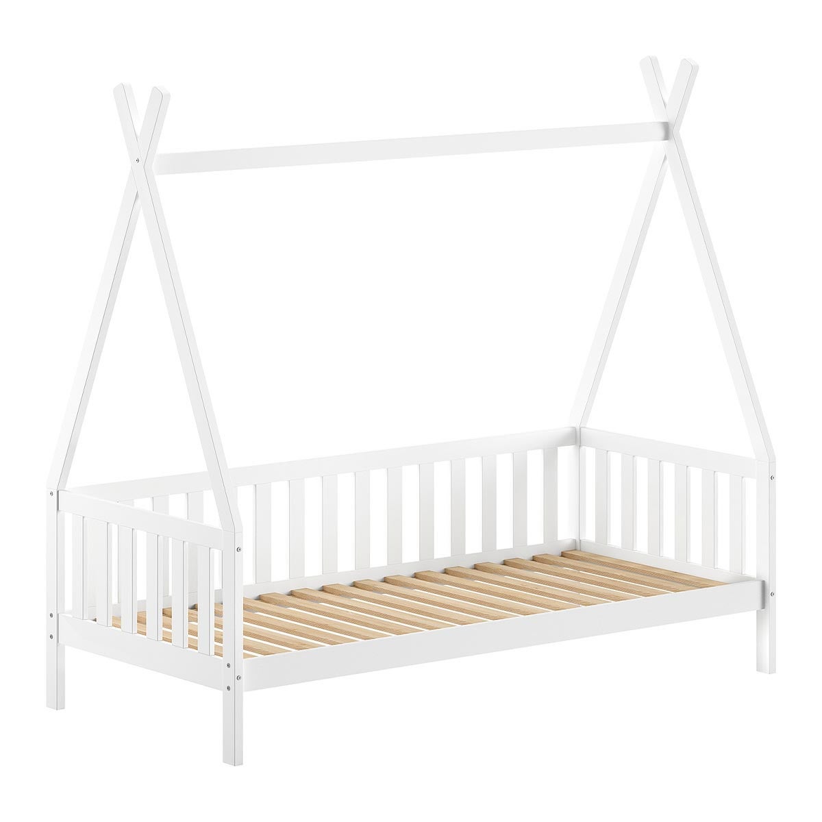Lit Enfant & Barrière Pin Massif "Tipi" 90x200cm Blanc | Leroy Merlin