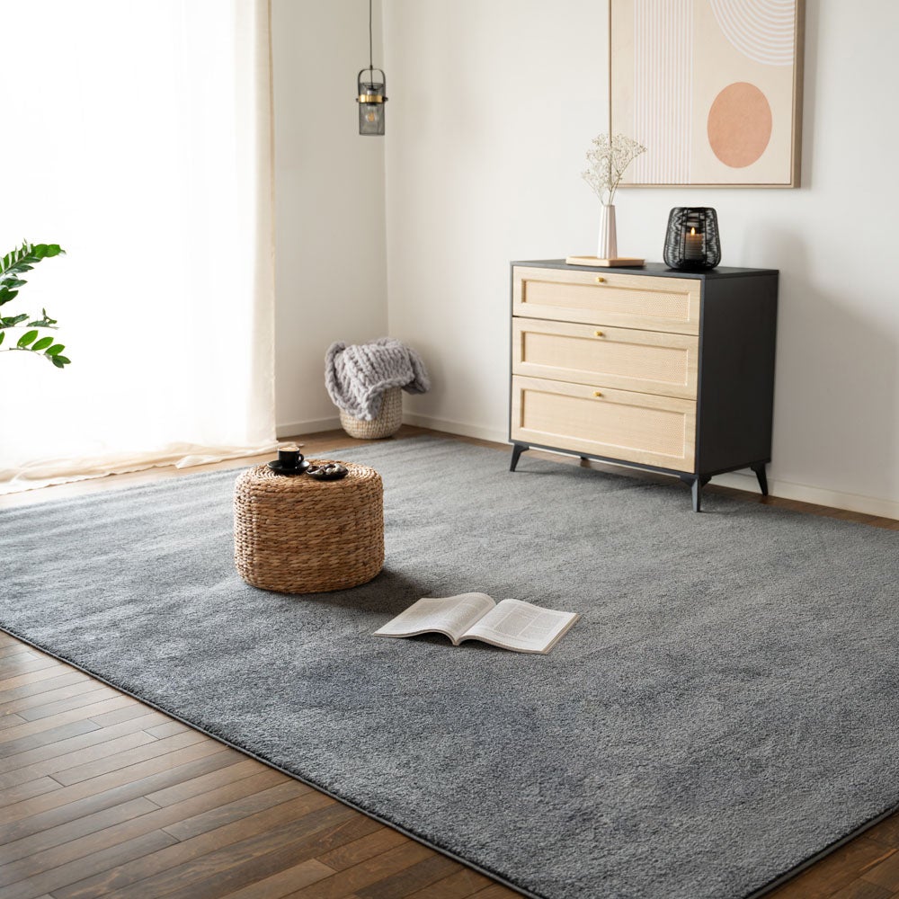 Tapis é poils ras HOME DELUXE FOFI - 300 x 200 cm gris foncé | Leroy Merlin