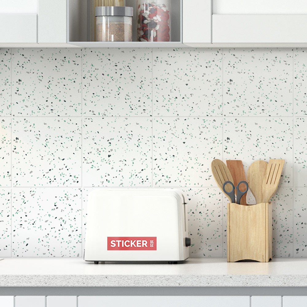 Stickers Carrelage Terrazzo Menthe - 10x10cm | 60 Carreaux | Leroy Merlin