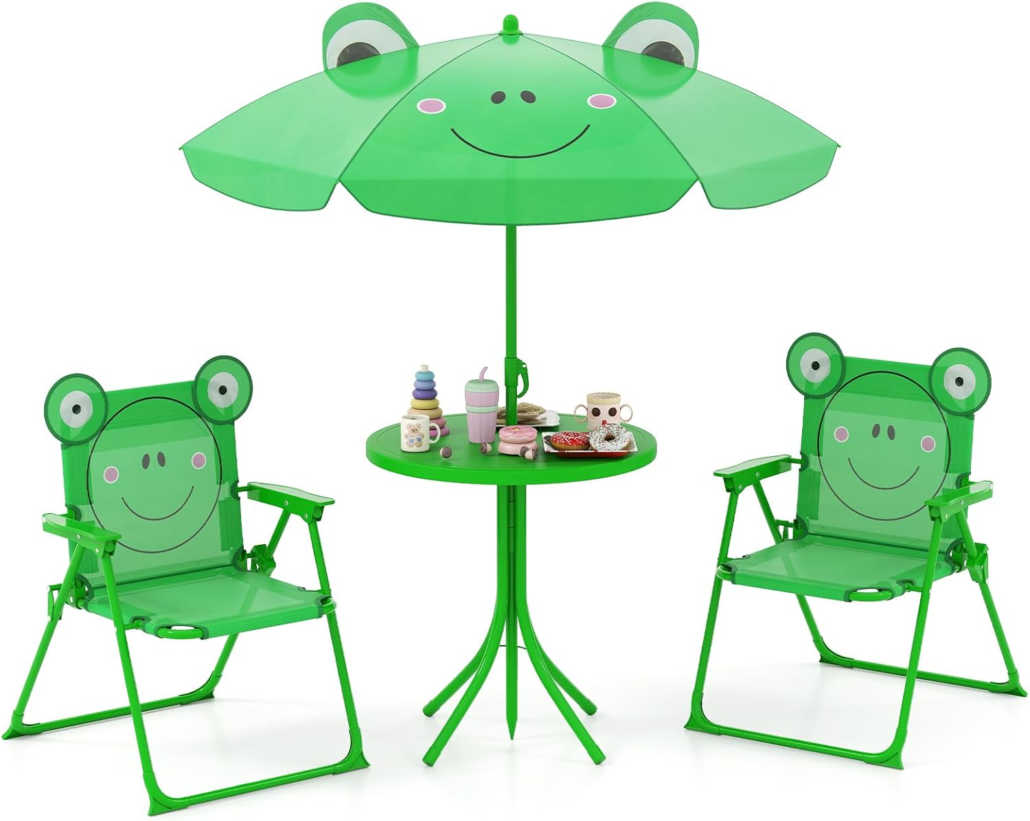 Ensemble Salon de Jardin Enfant 4 PCS, Table Pique-Nique Enfant avec 2 ...