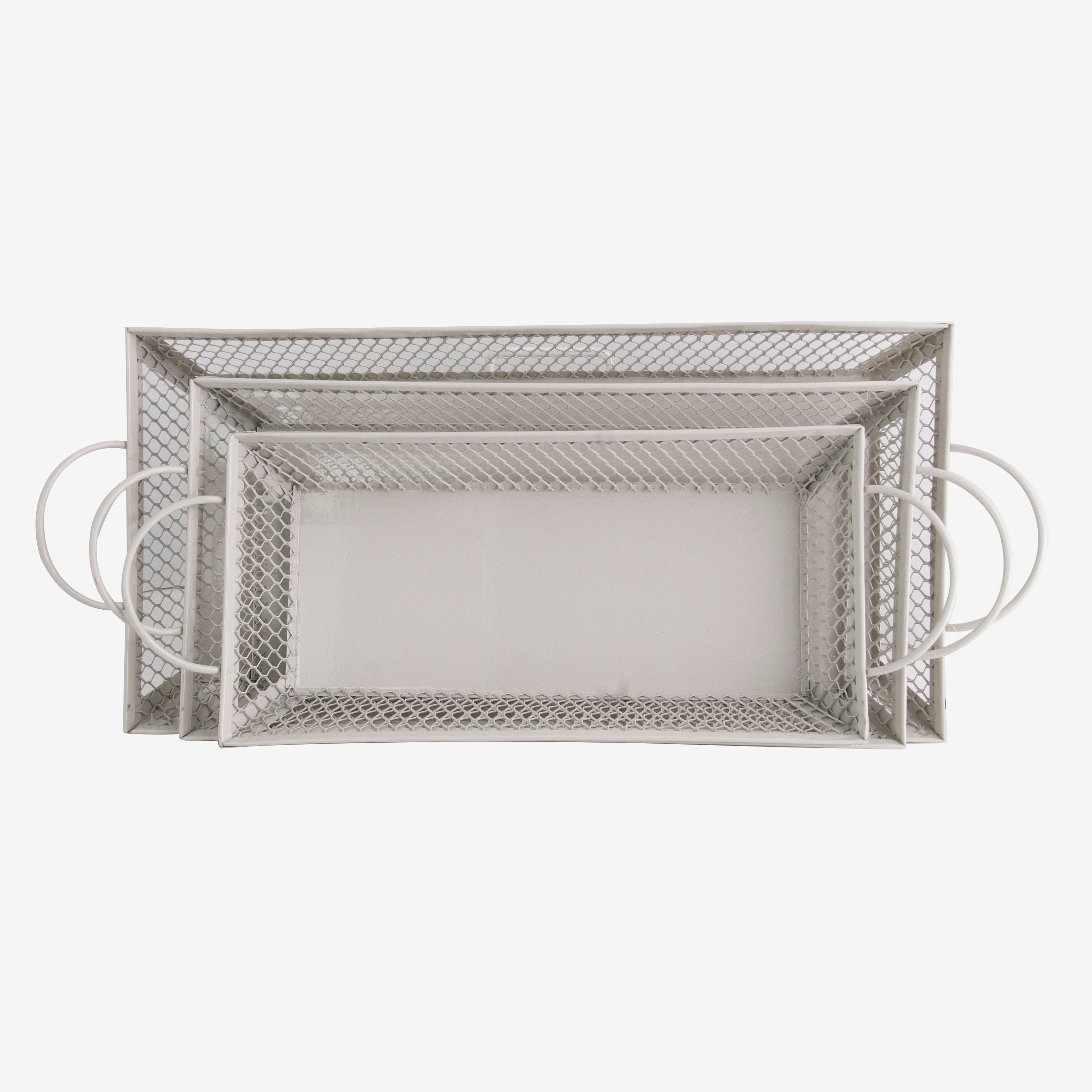 BANDEJA AGUJERITOS BLANCO GRIS CON ASA RECTANGULAR SET 3 | Leroy Merlin