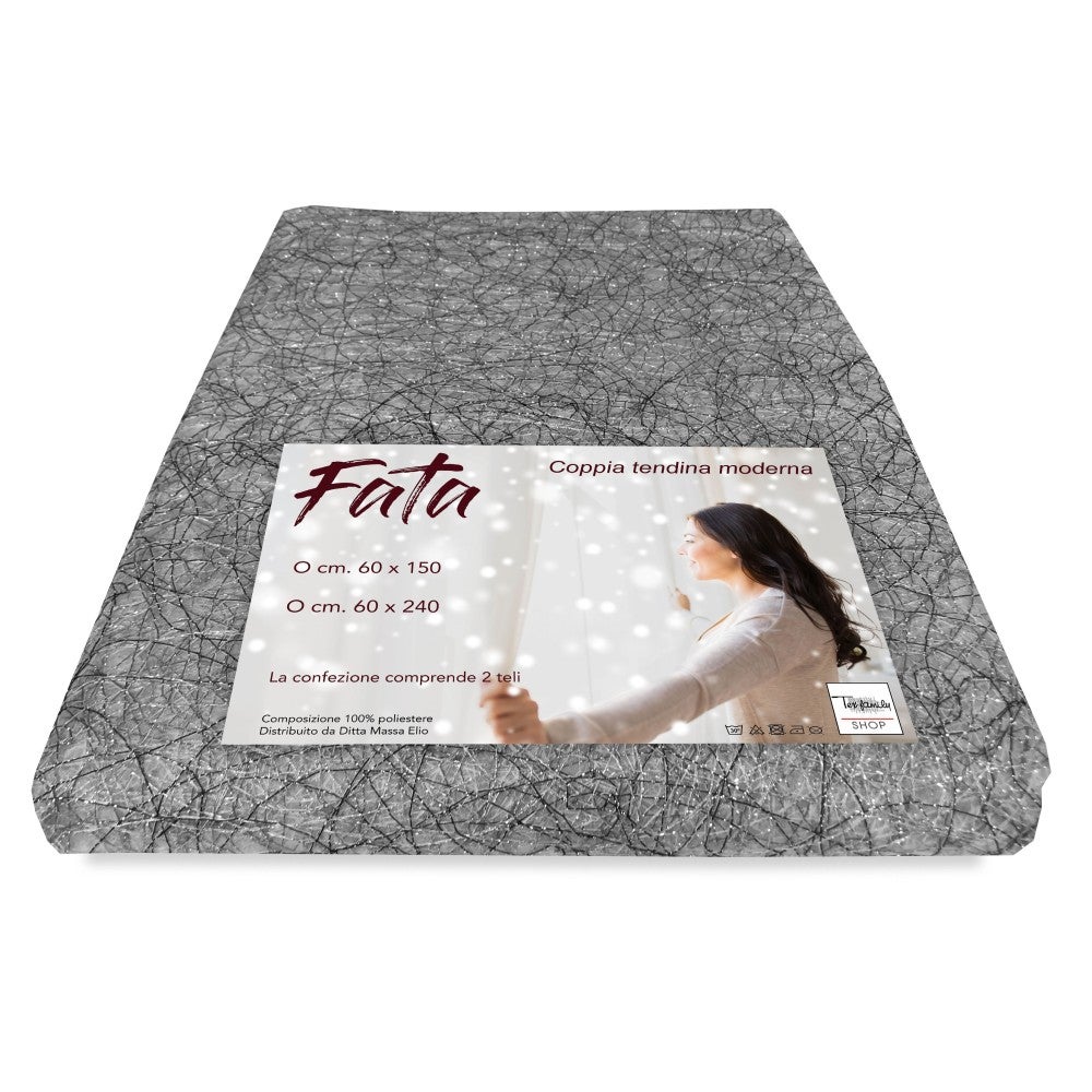 COPPIA TENDINA VETRO FATA GRIGIO ARGENTO ORGANZA MILLE FILI COPPIA (2 ...