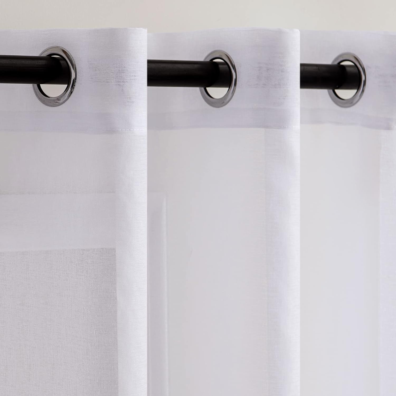 Lot de 2 Voilage à Oeillet 140 x 240 cm Rideau Blanc Semi-Transparent ...