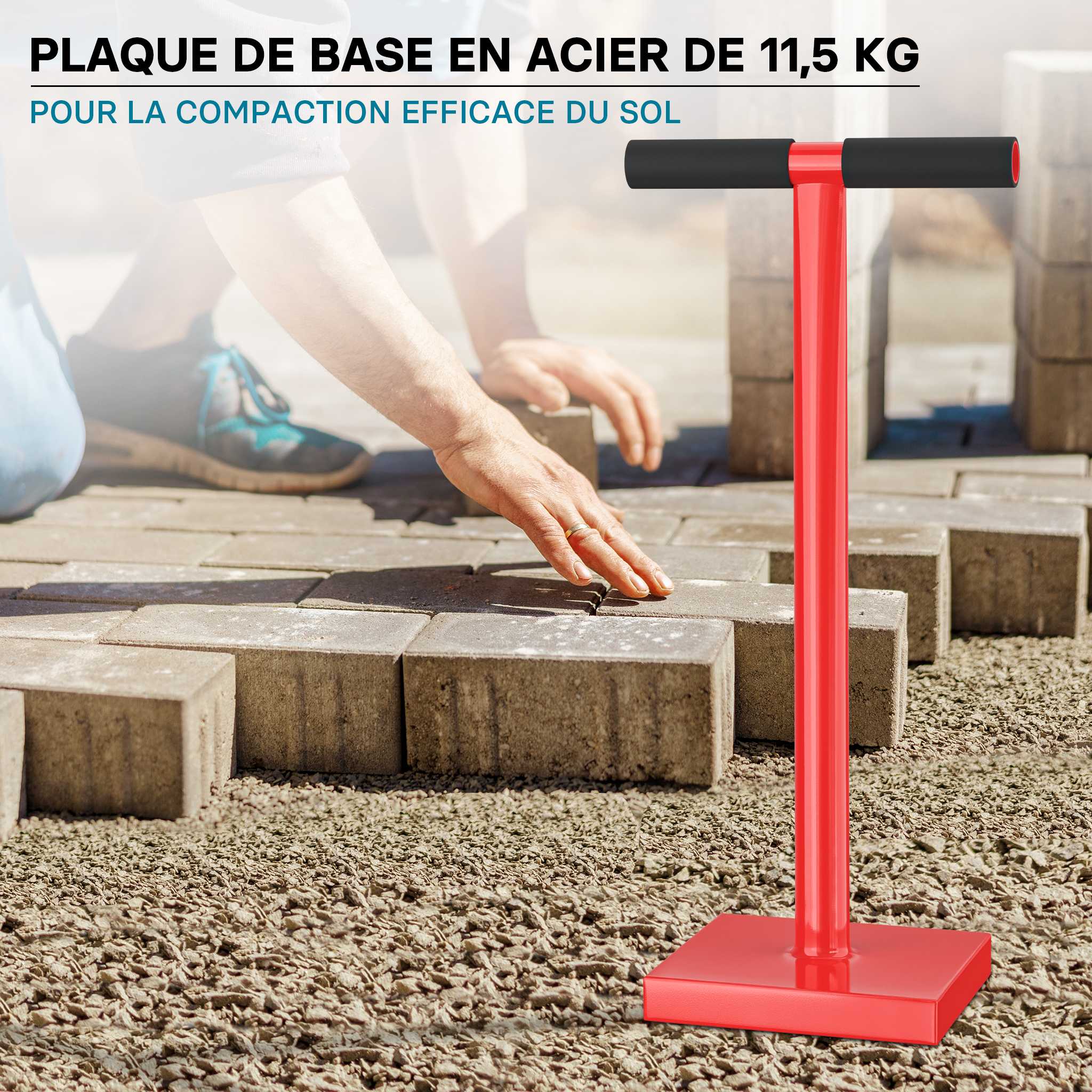 Wiltec Dameuse de sol – en Acier – 11,5 kg – Plaque carrée 20 x 20 cm ...