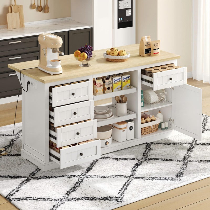 Isola centrale da cucina con presa elettrica 150×45-65×75,5cm, con ...