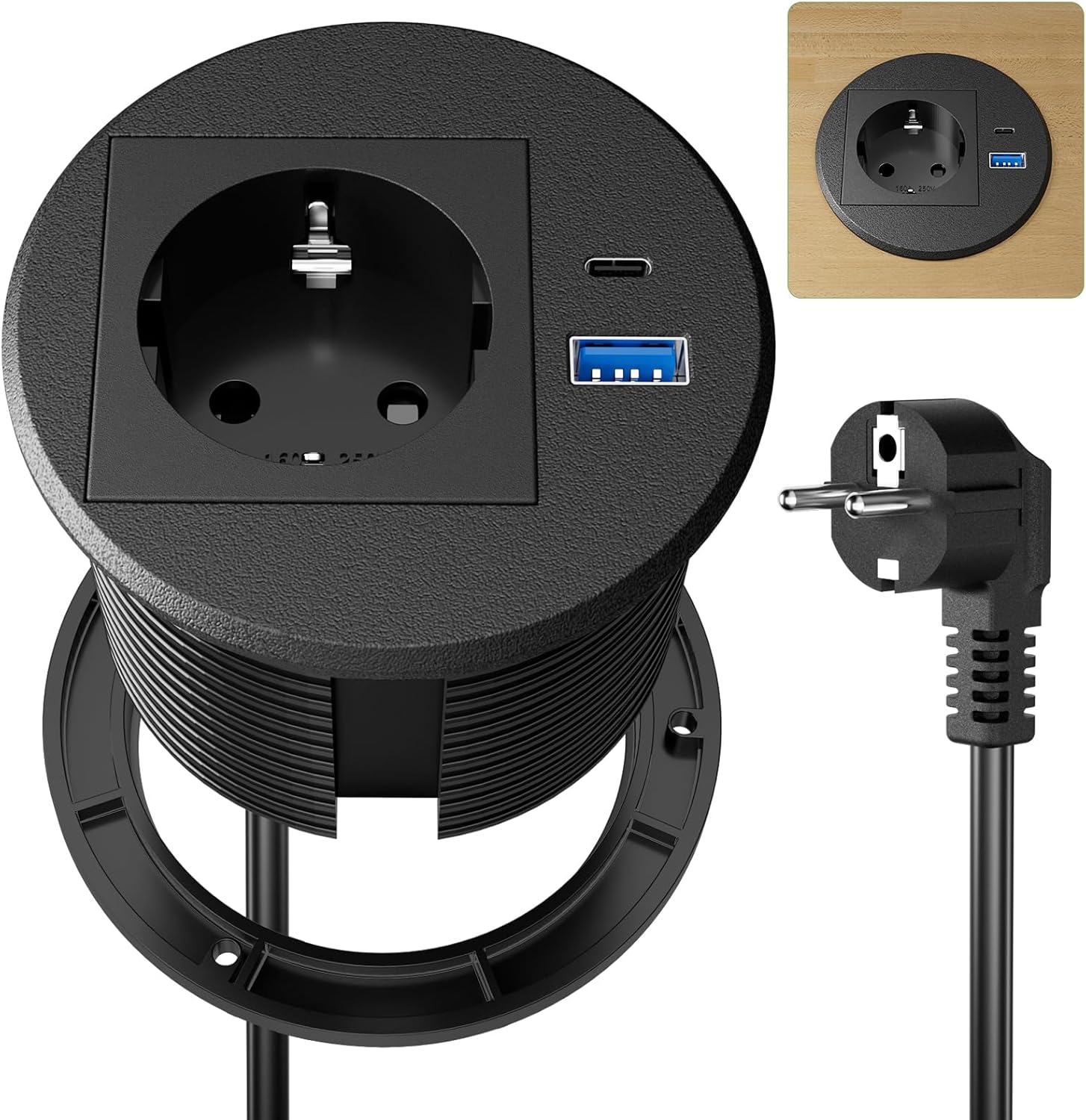 Multiprise USB-C PD20W encastrable, prise USB rétractable, bloc d ...