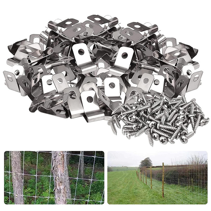 200 clips en acier inoxydable pour l'installation de fils soudés sur ...