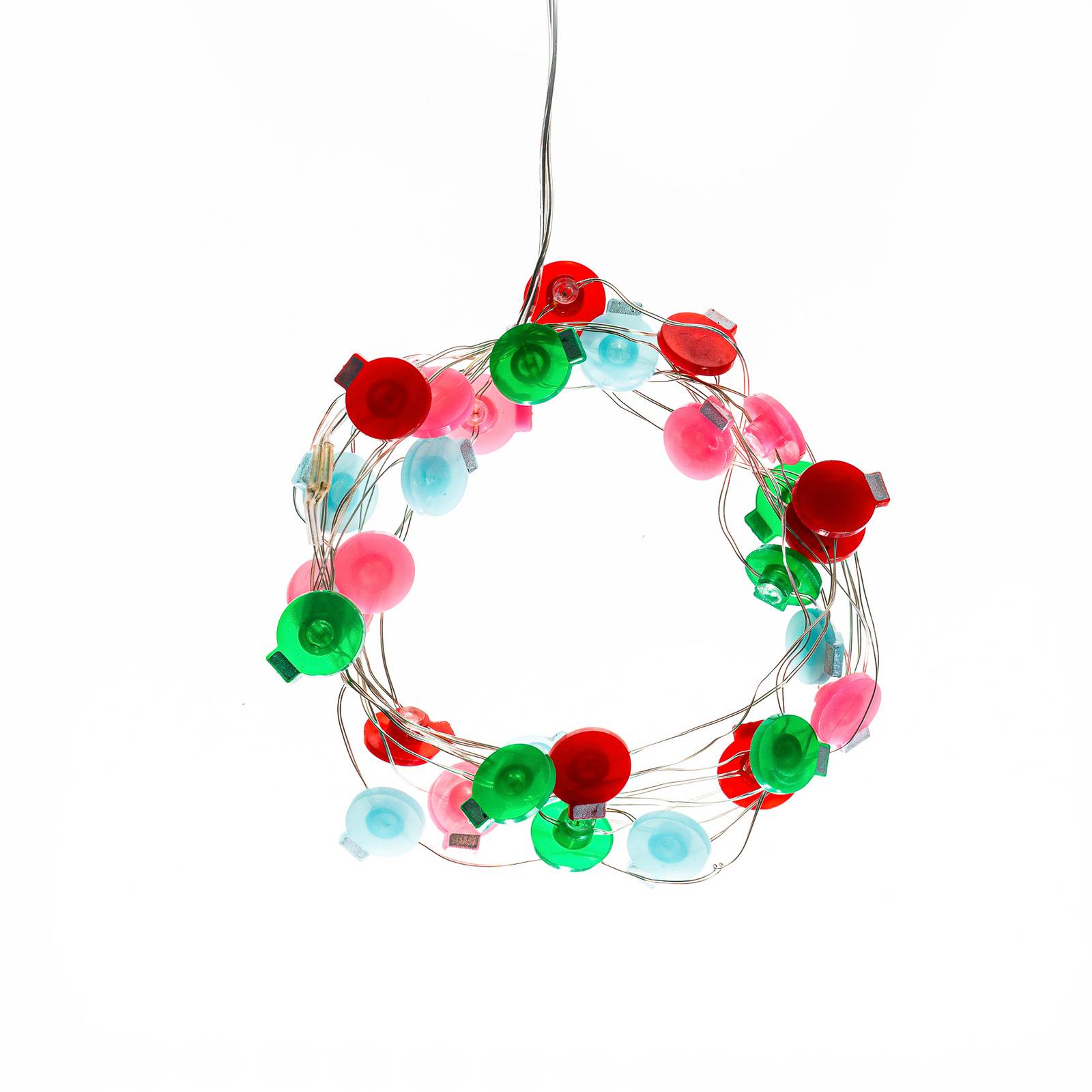 Lindby Guirlande lumineuse LED Motje, boules, rouge, vert, 320 cm, Pour ...