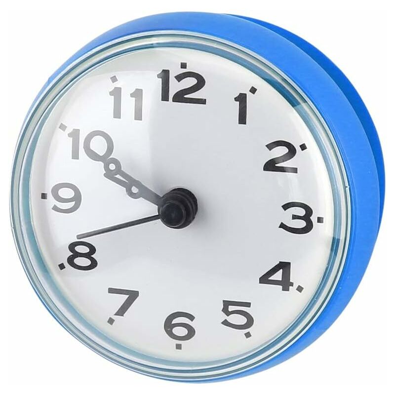 (Bleu)Mini Horloge Muralede Étanche avec Ventouses pour Salle de Bains ...