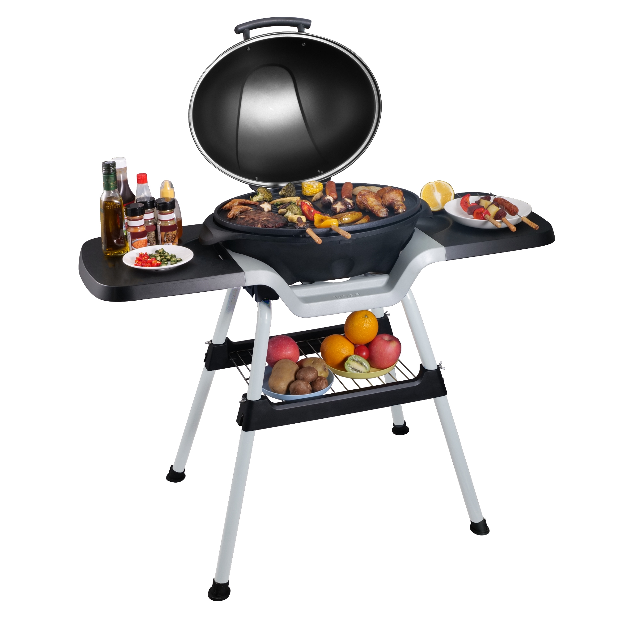 Barbecue Électrique Sur Pied 2400w Grill Électrique +couvercle Jardin Ml-design® | Leroy Merlin