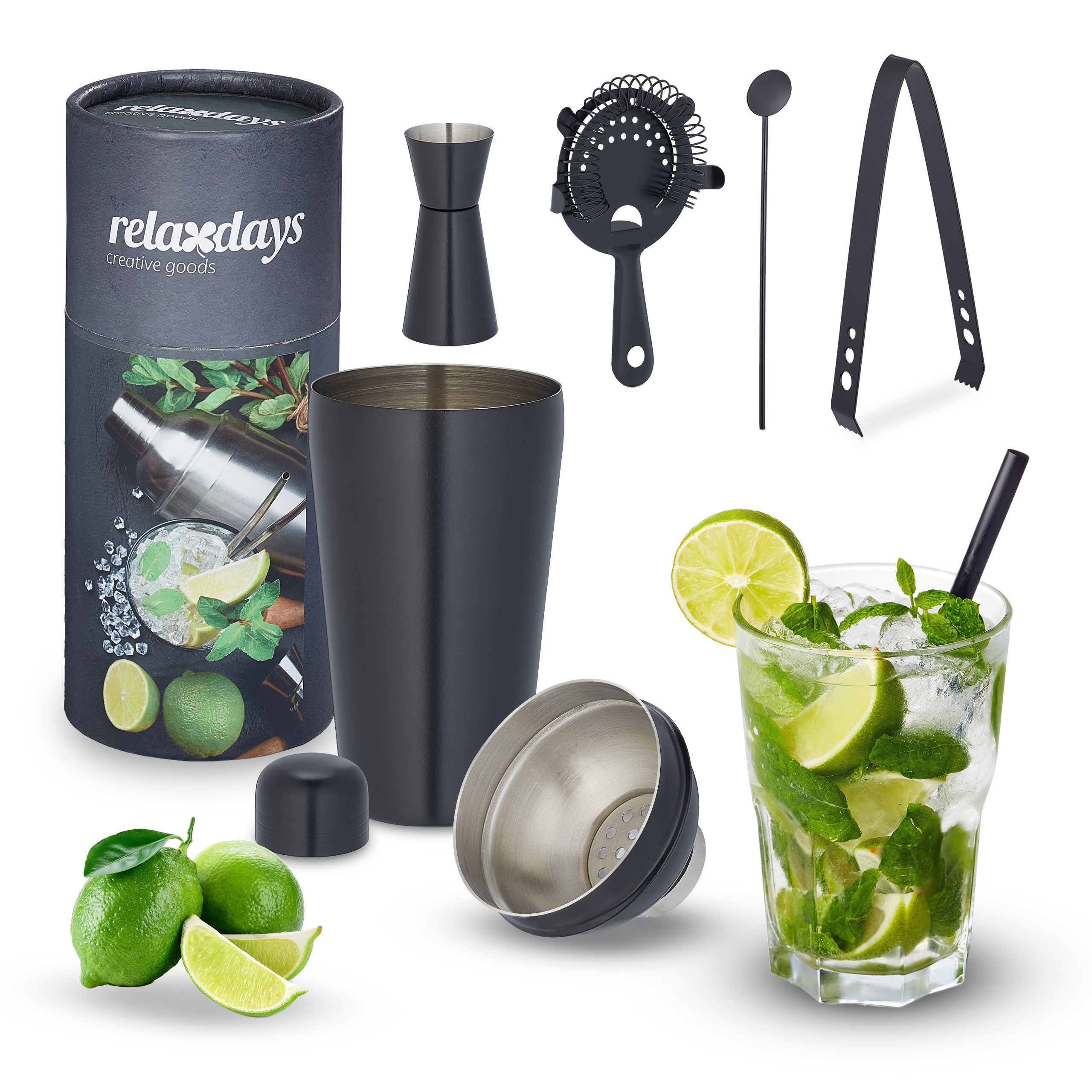 Relaxdays Kit Coctelería 5 Piezas, Juego de Bartender de Acero ...