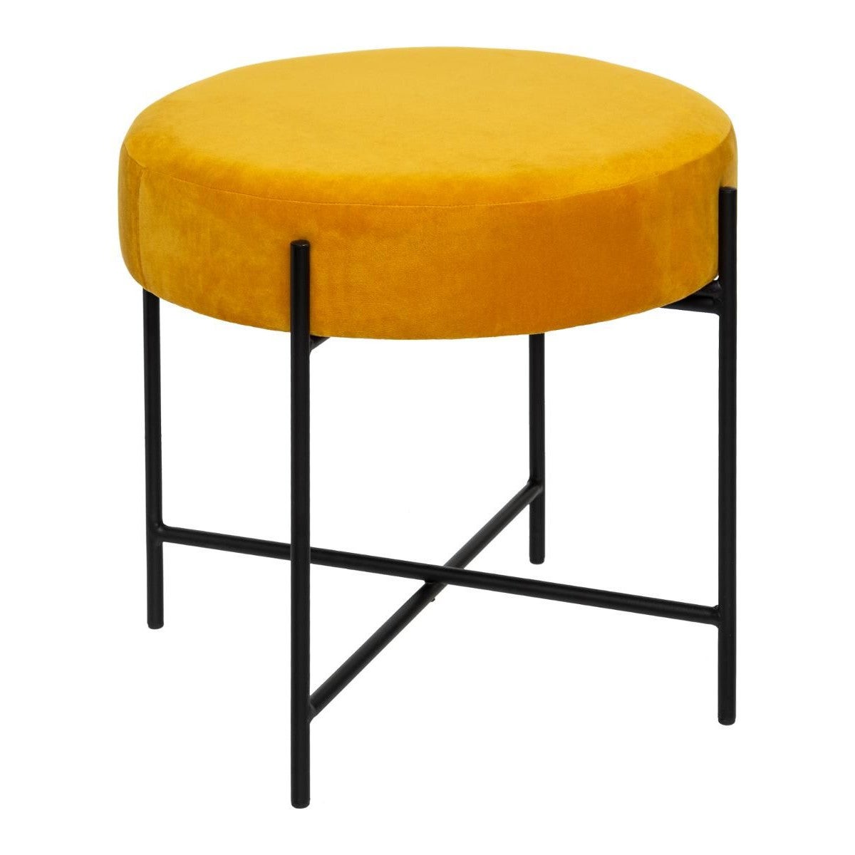 Tabouret Rond en Velours "Arty" 47cm Ocre | Leroy Merlin