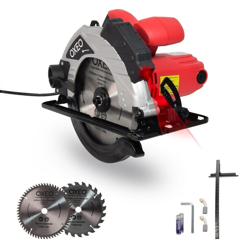 Scie circulaire avec guide laser 1200w - Livré avec 2 disques : un ...