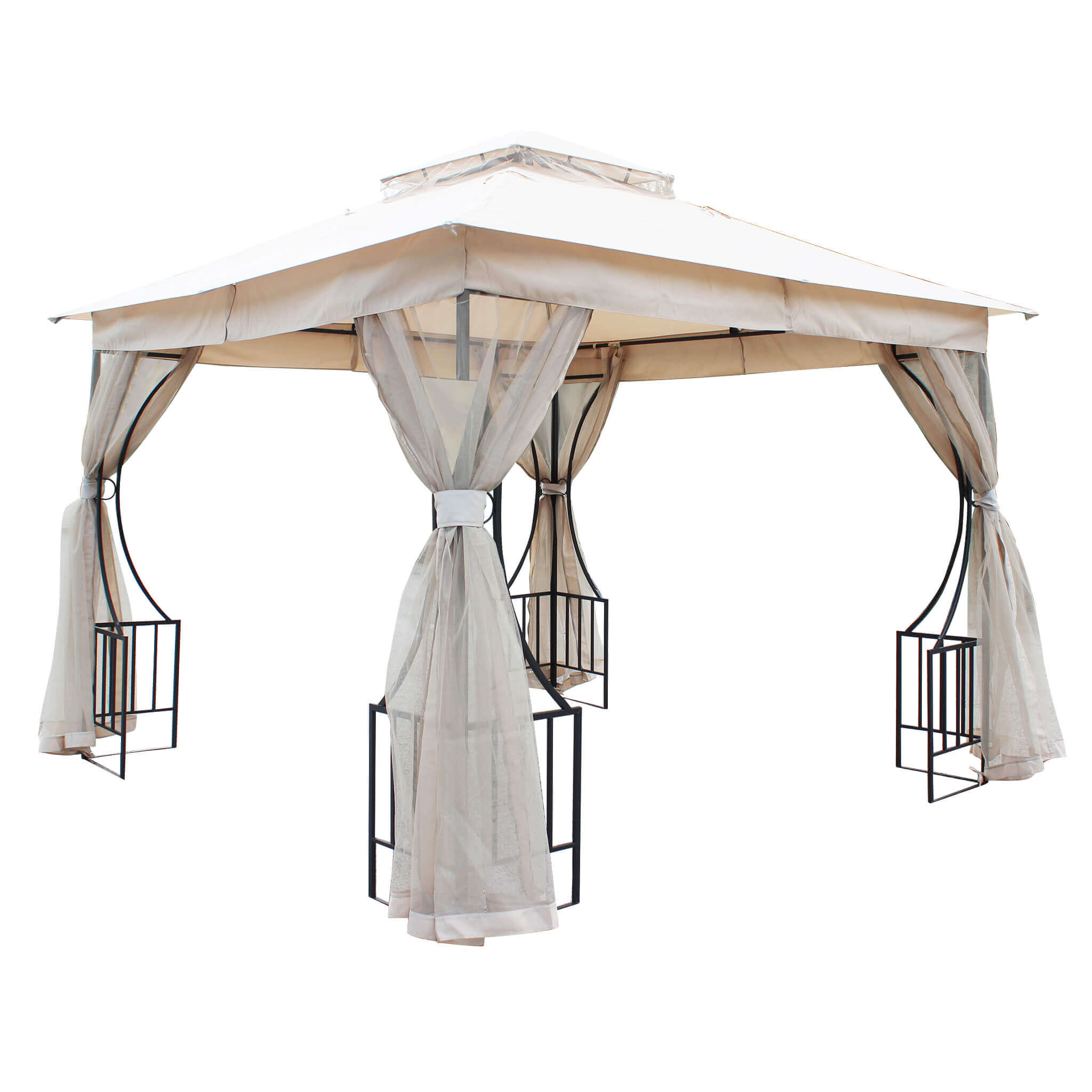 Gazebo 3x3 mt da giardino in acciaio con copertura in poliestere ...