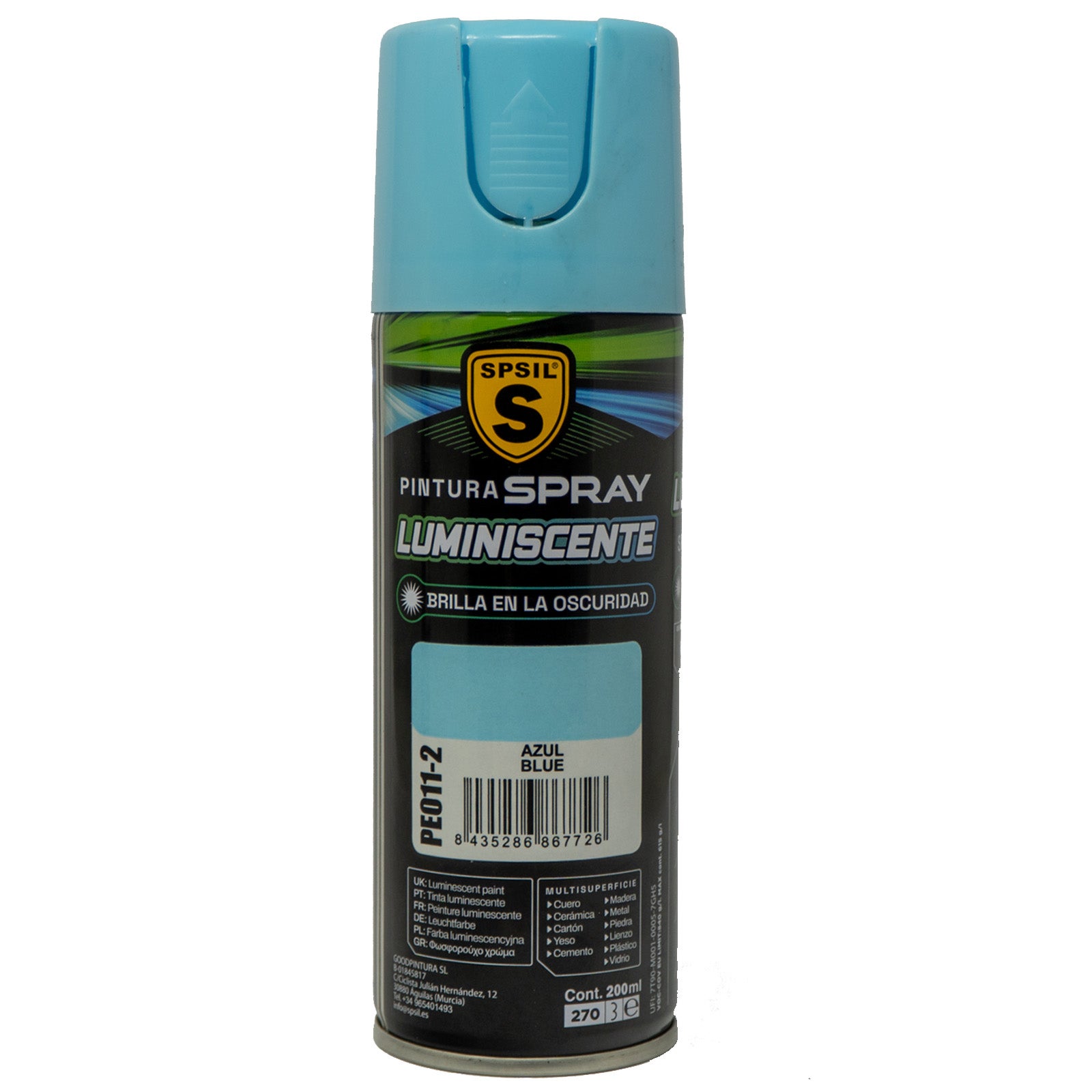 Pintura en Spray Luminescente Spsil 200ml - Brillo Azul Luminescente ...