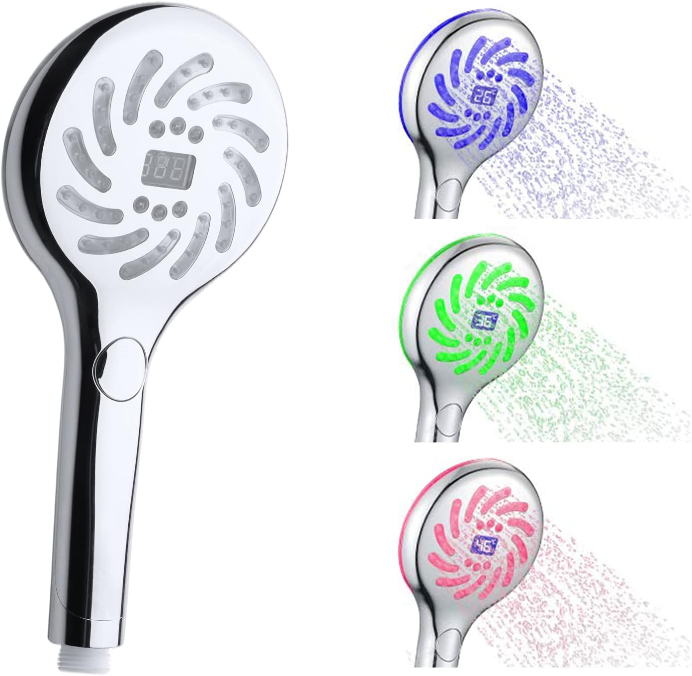 Cabezal de ducha LED con pantalla LCD digital de temperatura, 3 modos ...