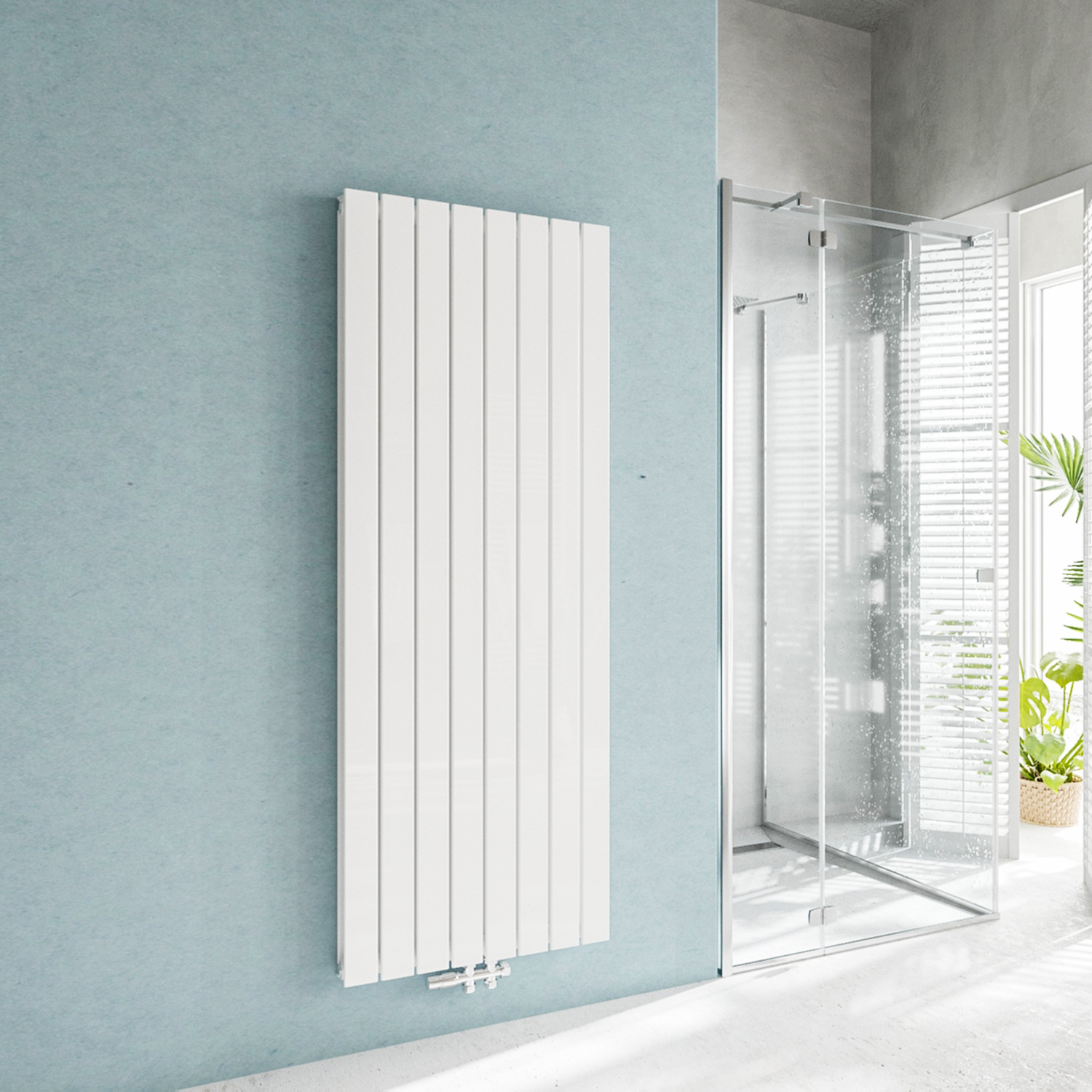 Radiateur eau chaude vertical blanc acier classique basse témperature ...