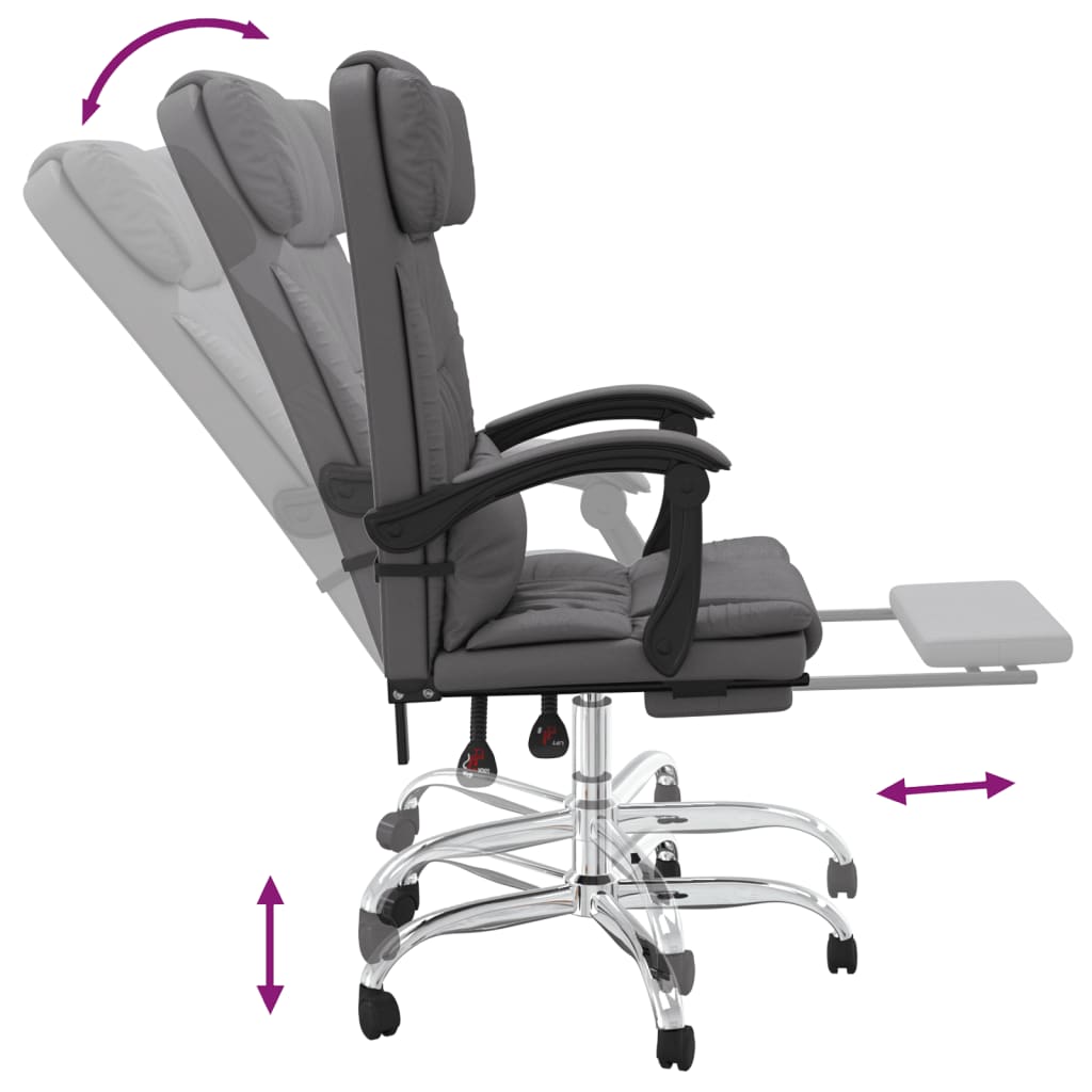 Fauteuil de massage inclinable de bureau Gris Similicuir vidaXL | Leroy ...