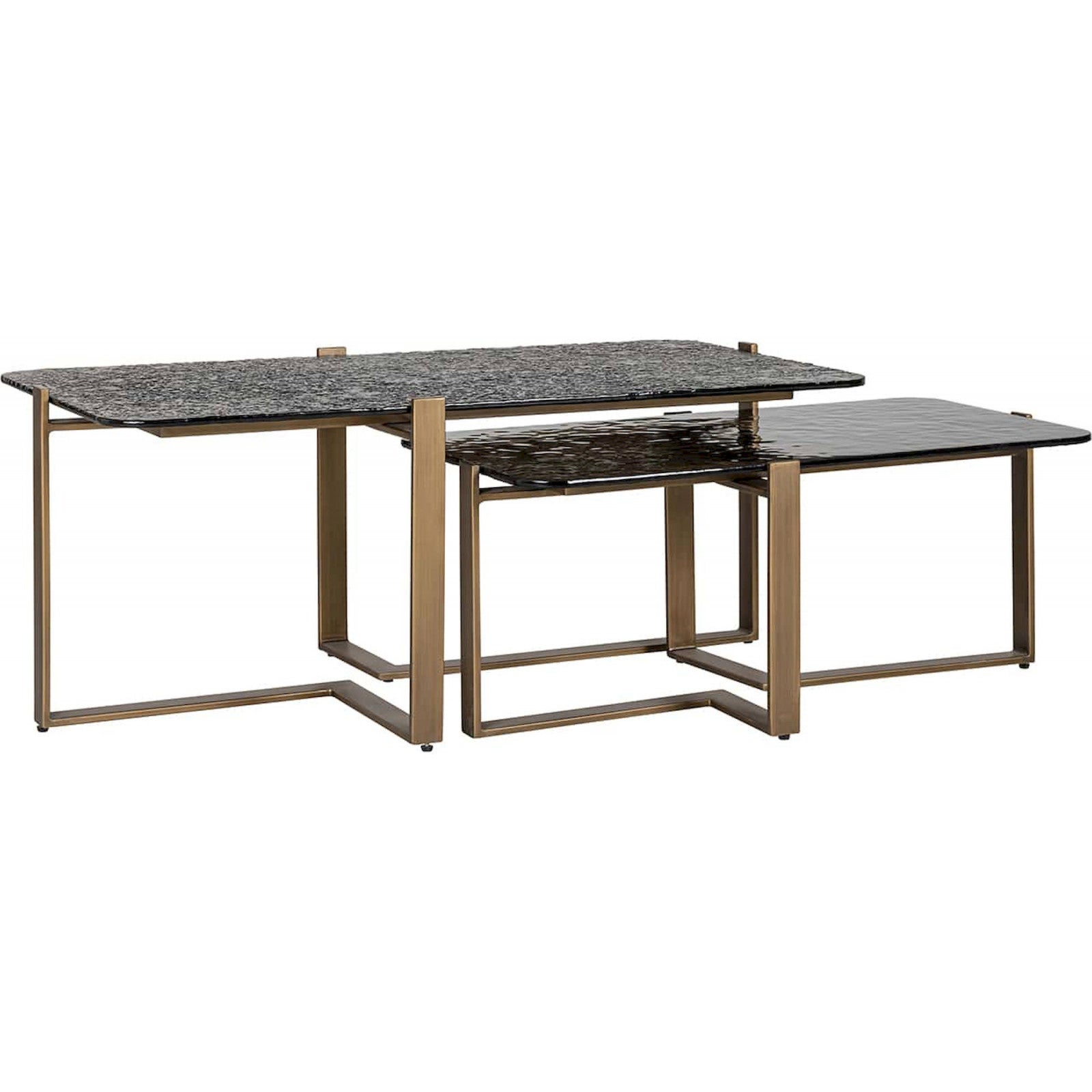 Table de café design en métal et verre 110 x 65 x 41 cm Bois foncé et ...