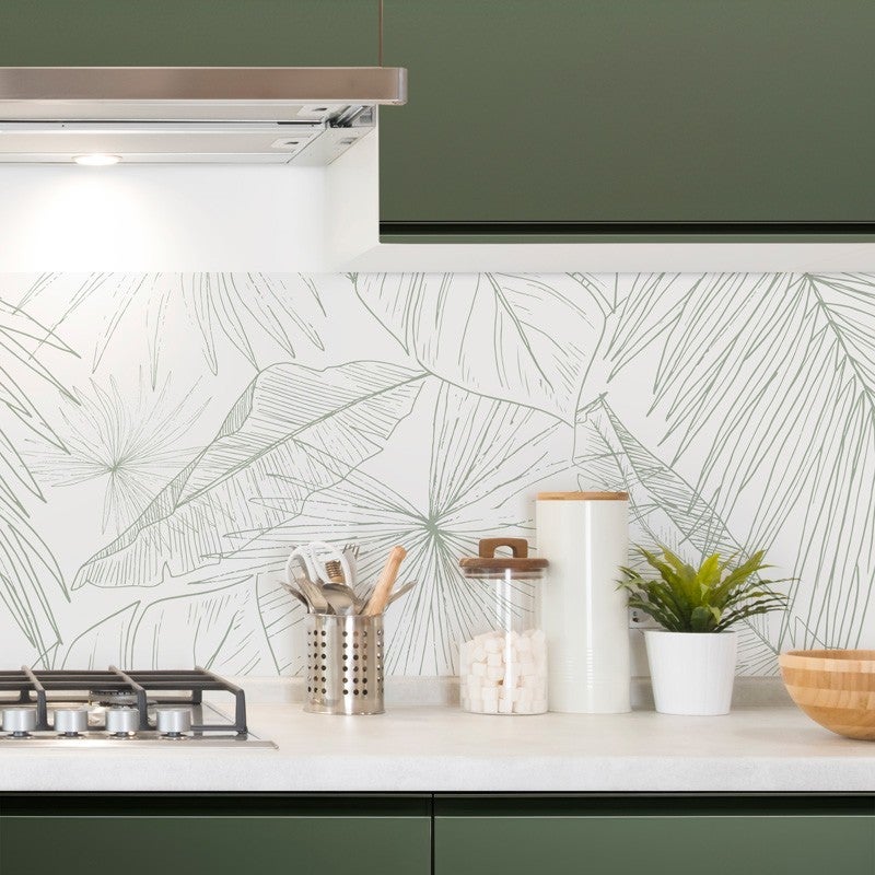 Crédence cuisine en aluminium - floral vert - 360x50 cm (en 3 bandeaux ...