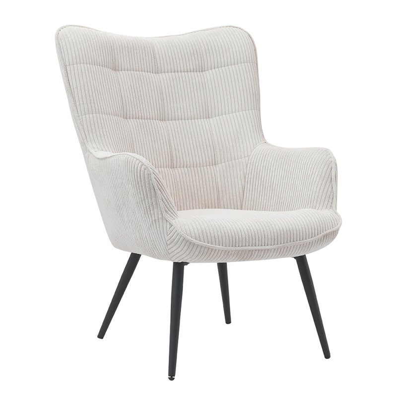 Fauteuil velours côtelé beige Uka pieds métal | Leroy Merlin