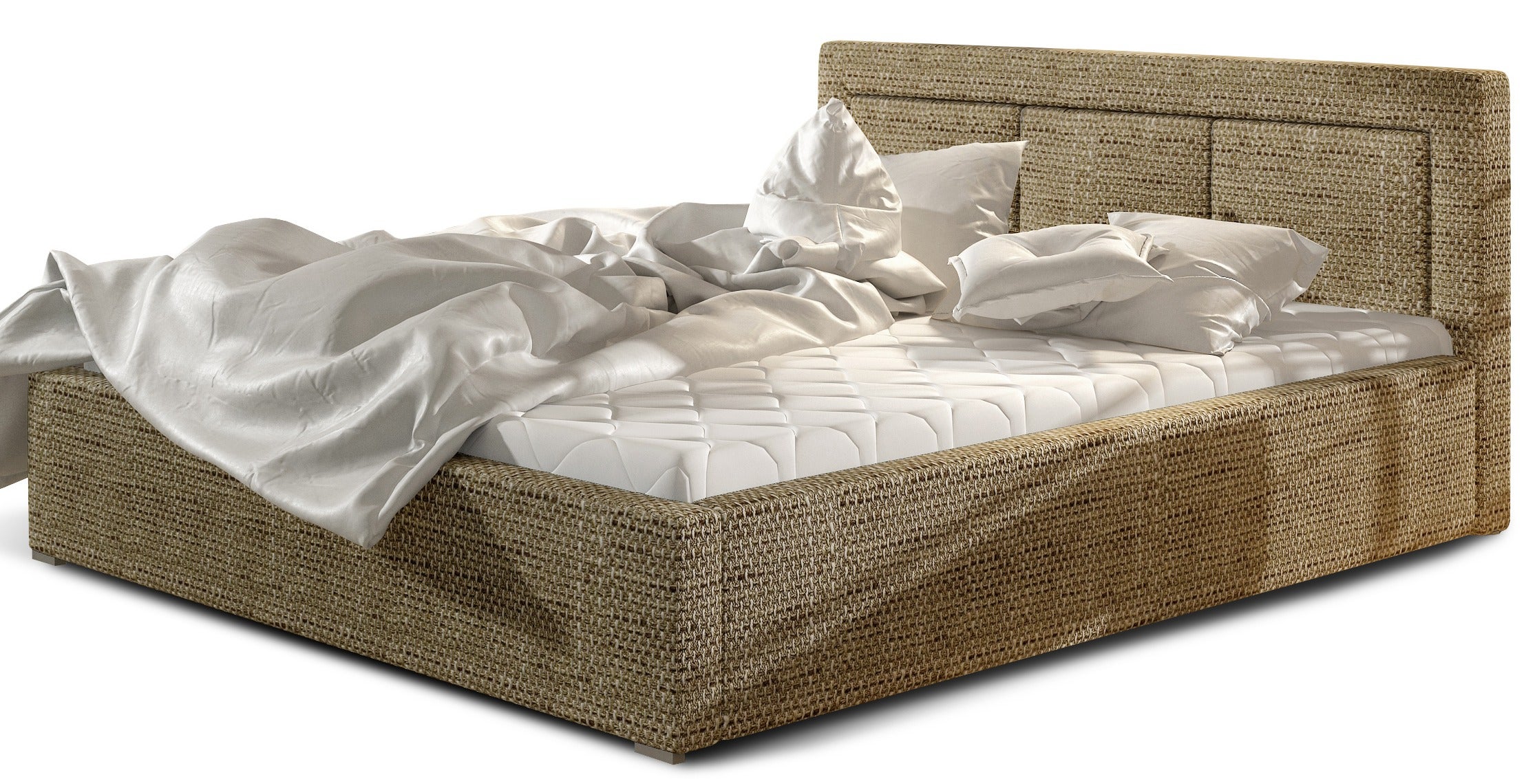 Lit adulte avec coffre de rangement Berlino - Tissu rembourré-Couleur ...