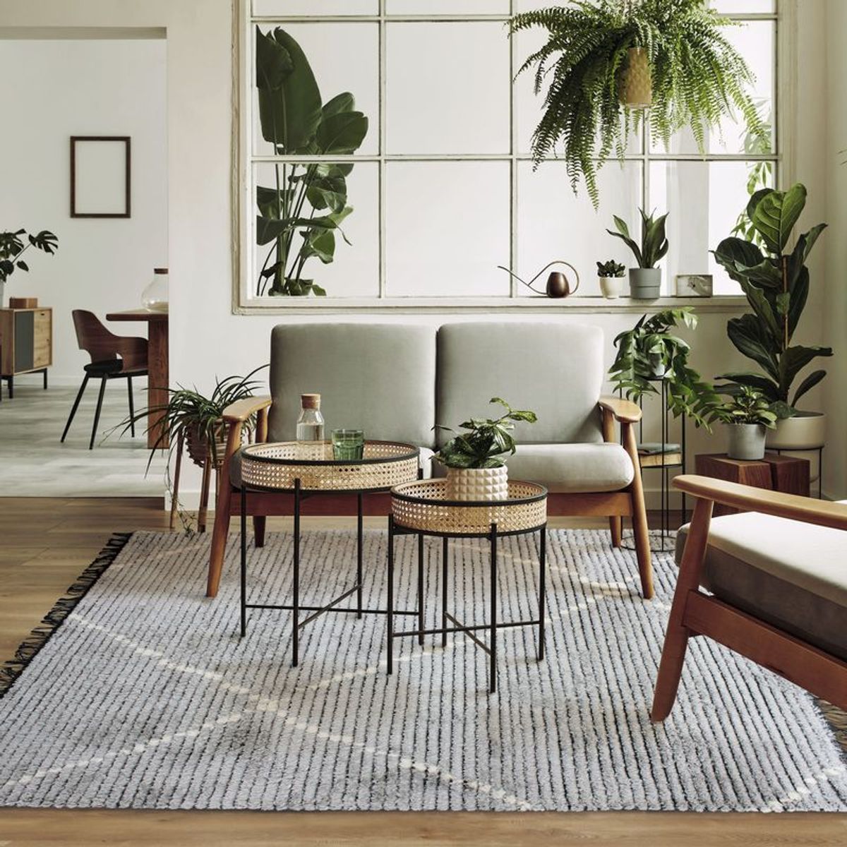 STEPPE LIGNES - Tapis tout doux lignes beige et gris clair 197x290 ...