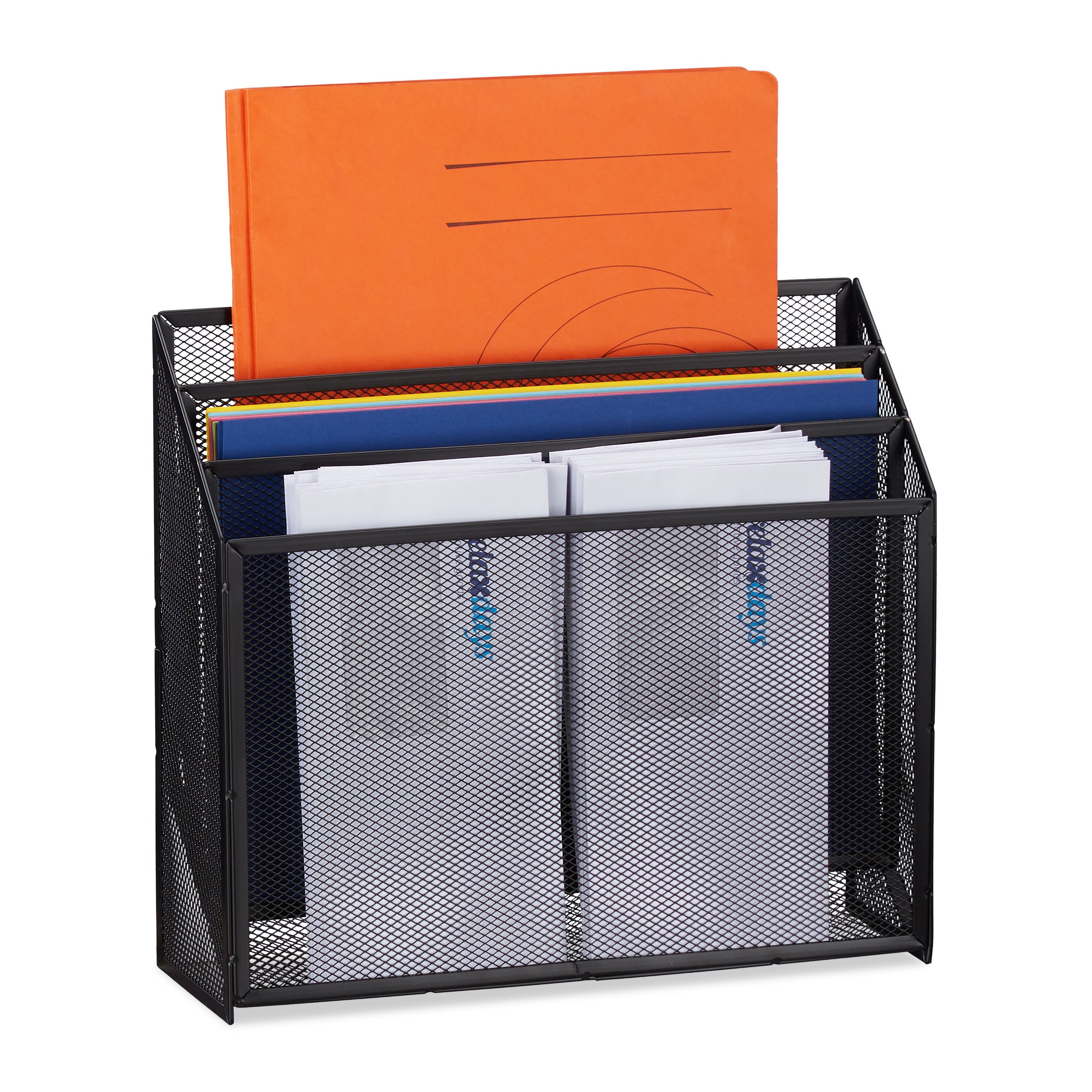 Relaxdays Support à documents, rangement courrier autonome avec 3 ...