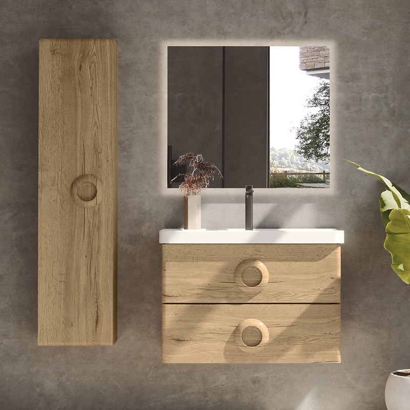 MUEBLE DE BAÑO IRATI 100 SUSPENDIDO 2C ROBLE ALBA - LAVABO COSMOS ...