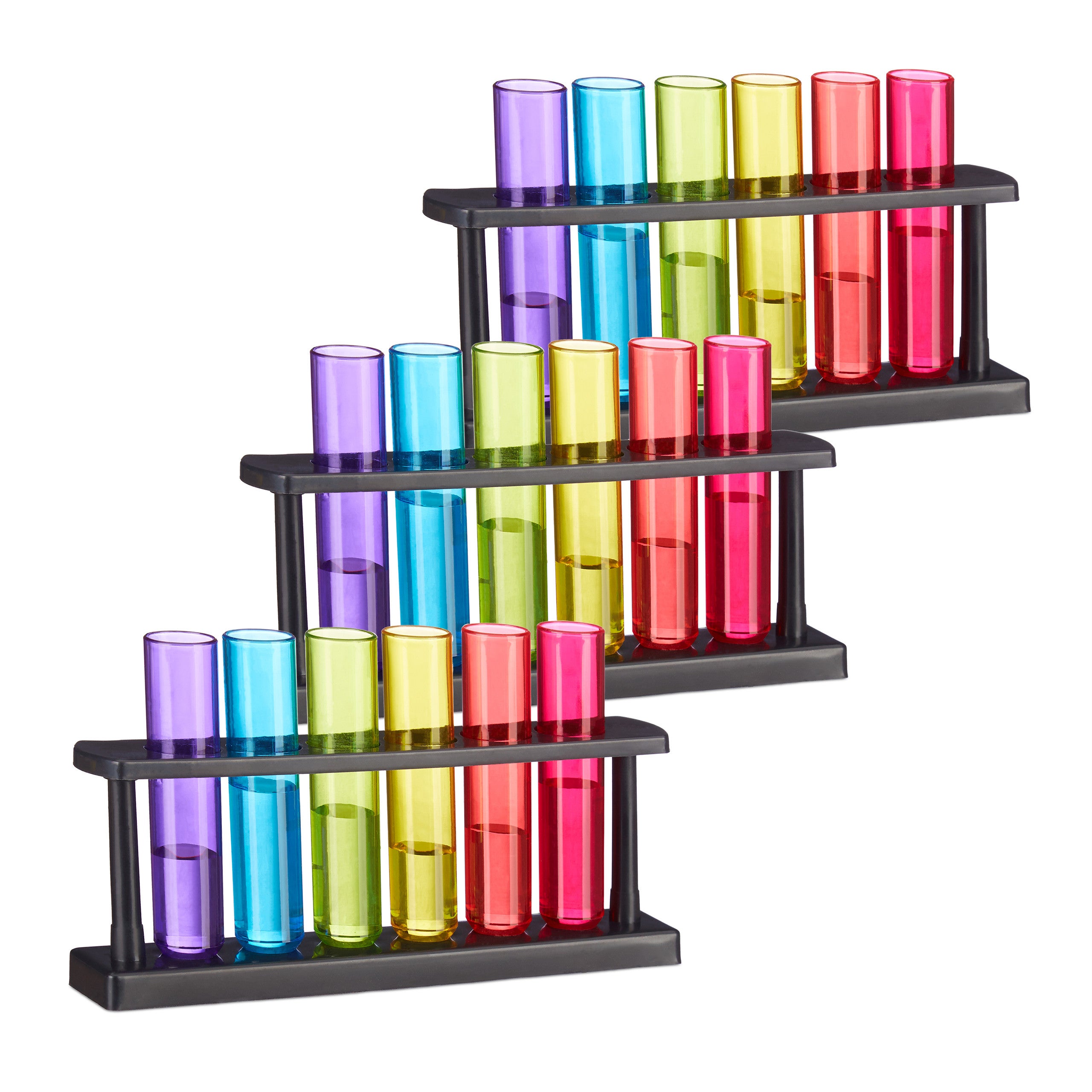 Verre à shot, lot de 18, en forme d'éprouvette, amusant, support, 4 cl ...