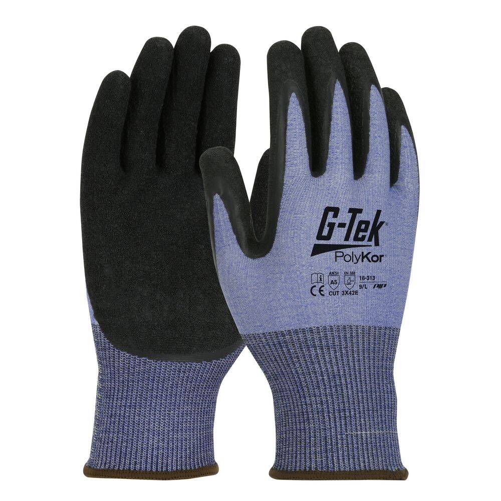 Gants de travail enduction LATEX crêpé G-TEK (lot de 12 paires) Bleu ...