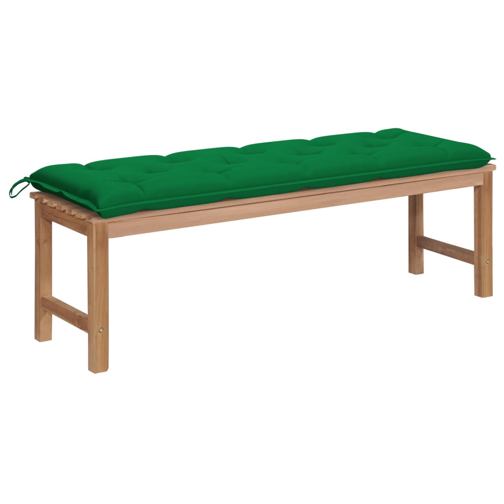 Panca da giardino con cuscino verde 150 cm in legno di teak | Leroy Merlin